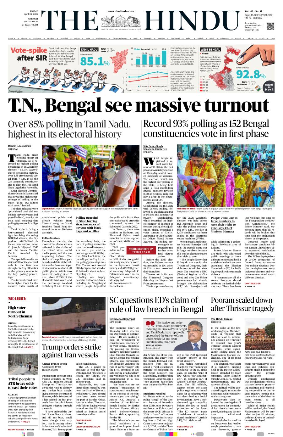 Today’s Paper News, Breaking News, Top headlines - The Hindu