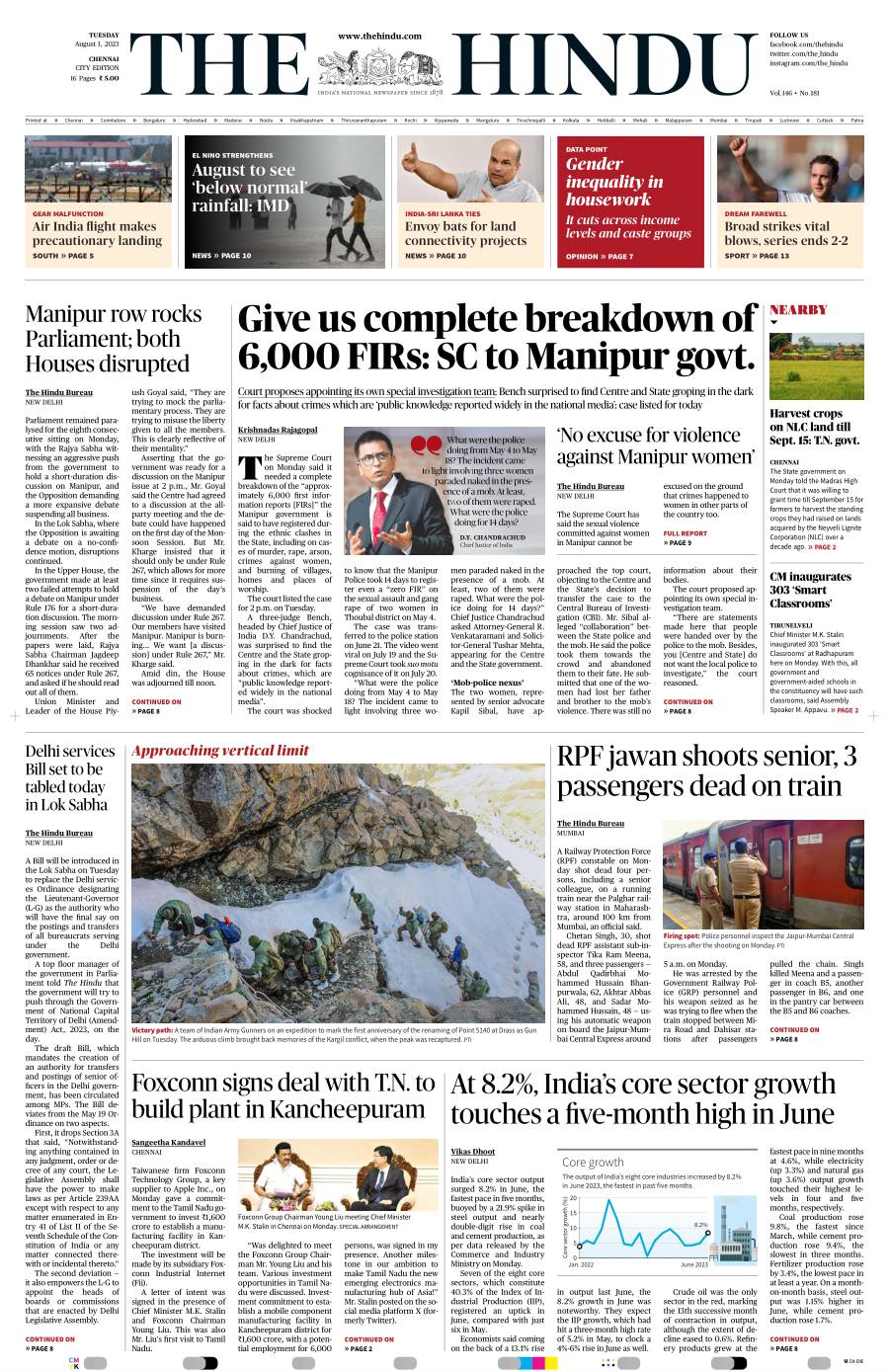 Today’s Paper News, Breaking News, Top headlines - The Hindu